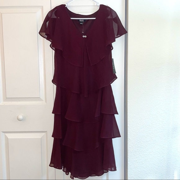 SLNY | Dresses | Slny Tiered Rhinestone Capelet Dress | Poshmark